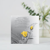 Elegant Yellow Rose Anniversary Invitation | Zazzle
