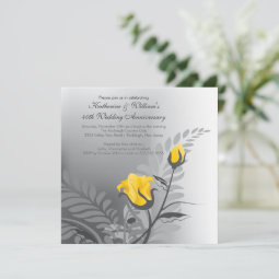 Elegant Yellow Rose Anniversary Invitation | Zazzle
