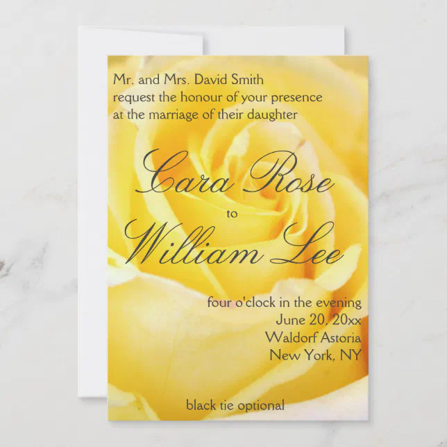 Elegant Yellow Rose Wedding Invitations | Zazzle
