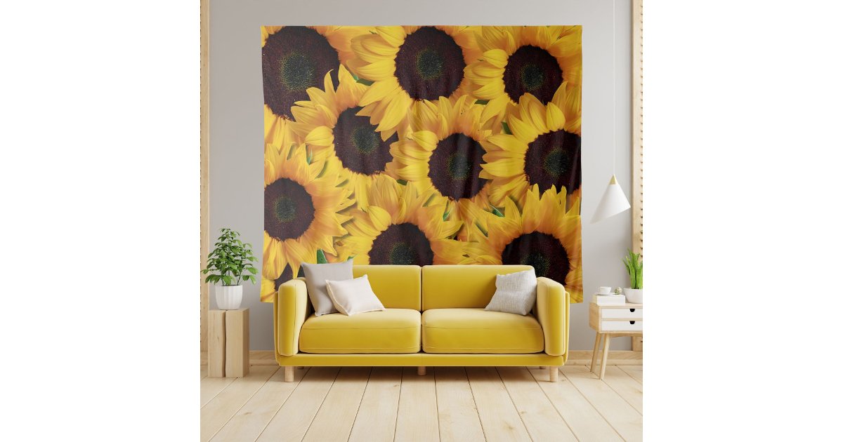 Elegant Yellow Sunflower Wall Tapestry Backdrop | Zazzle