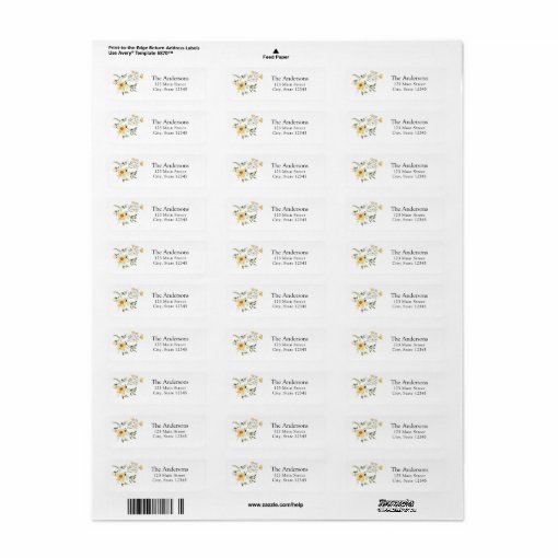 Elegant Yellow Wildflower Return Address Label | Zazzle