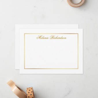 Elegant Yet Simple Gold Frame - Choose Size - Note Card | Zazzle