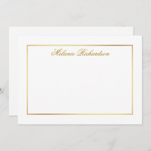 Elegant Yet Simple Gold Frame - Choose Size - Note Card | Zazzle