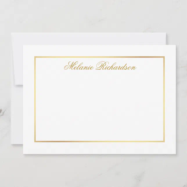 Elegant Yet Simple Gold Frame - Choose Size - Note Card | Zazzle