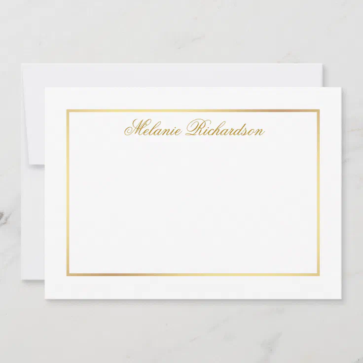 Elegant Yet Simple Gold Frame - Choose Size - Note Card | Zazzle