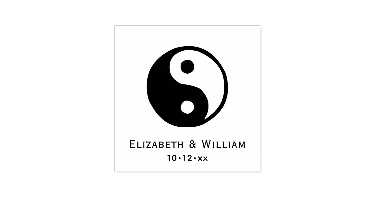 Elegant Yin Yang Symbol Love Wedding Names Date Self-inking Stamp | Zazzle