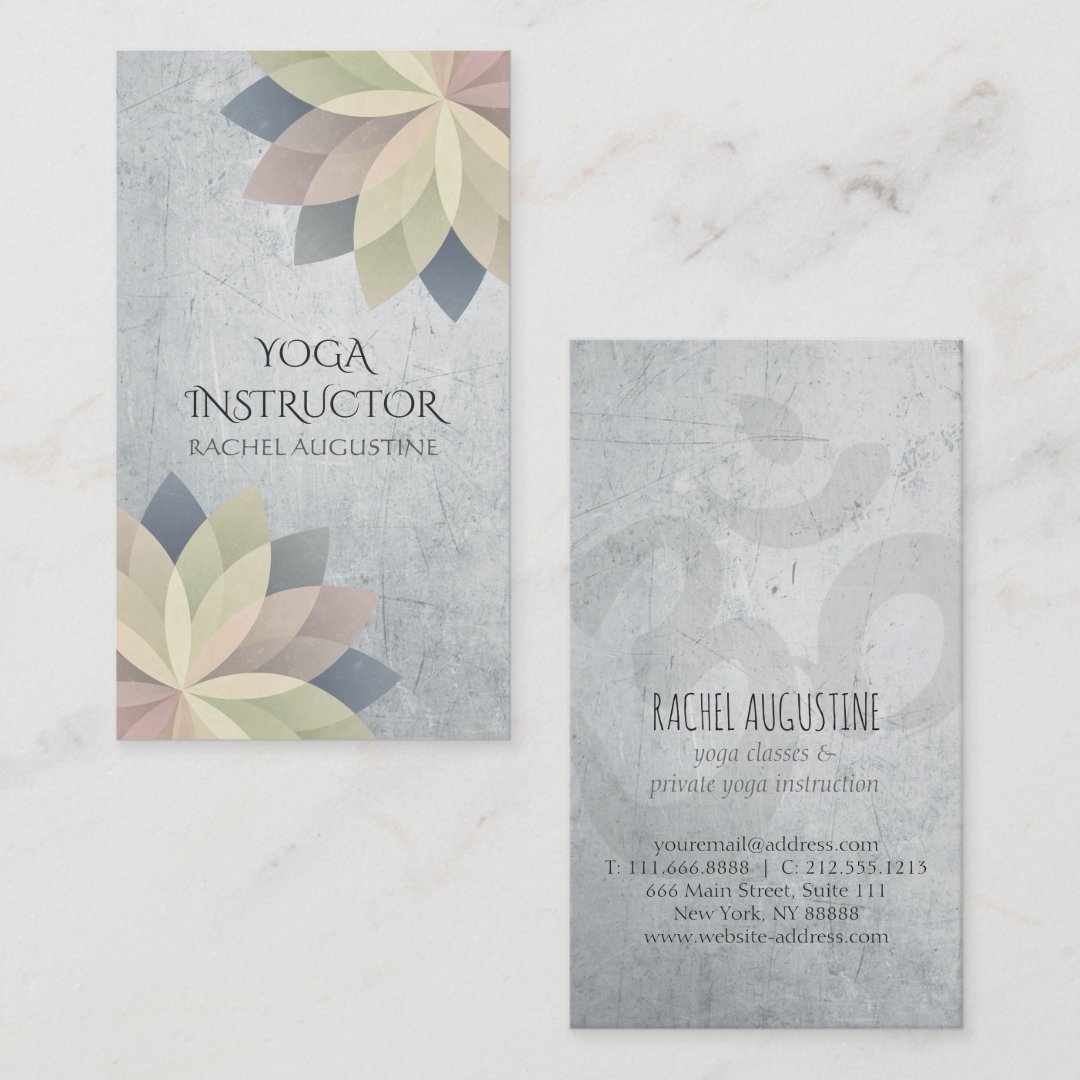 Elegant Yoga Instructor Colorful Lotus Om Symbol Business Card | Zazzle