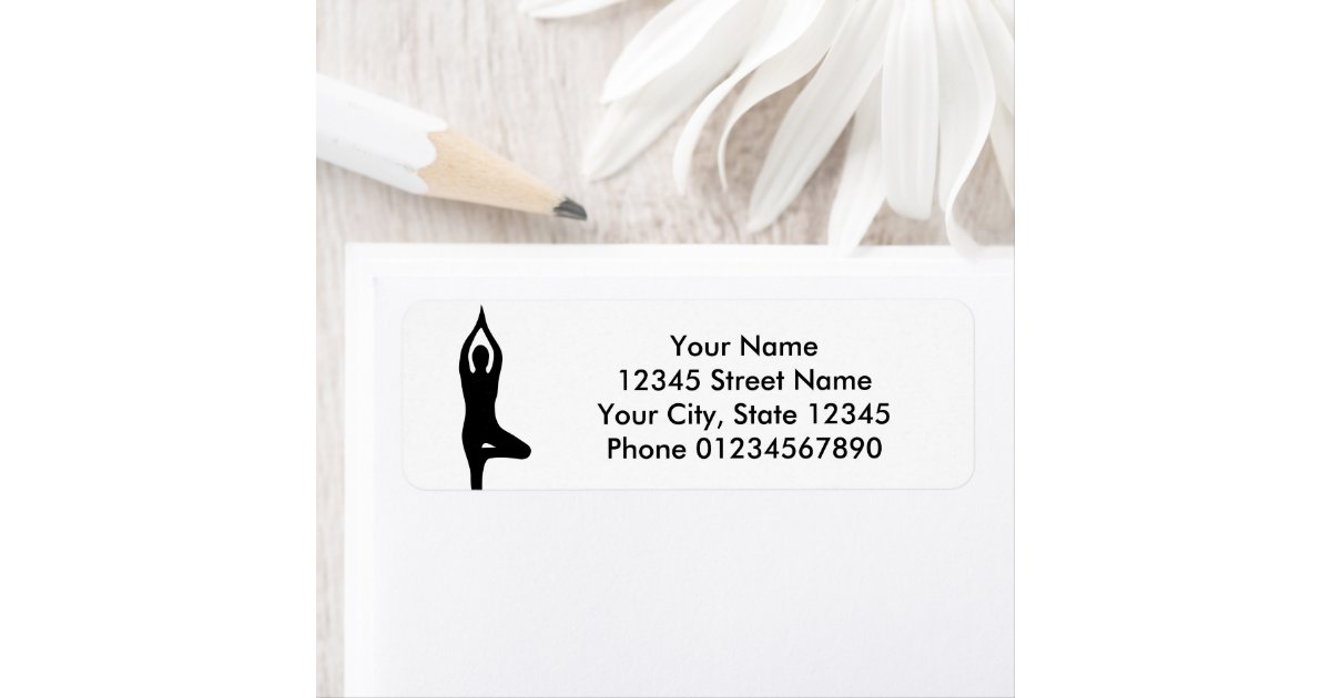 Elegant yoga pose custom return address labels | Zazzle