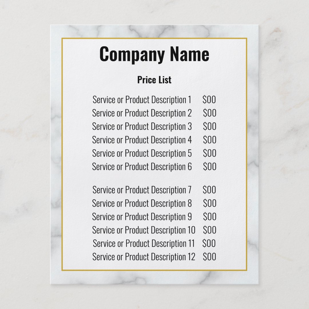 Elegant Your Logo Here Price List Flyer | Zazzle