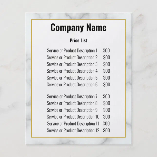 Elegant Your Logo Here Price List Flyer | Zazzle