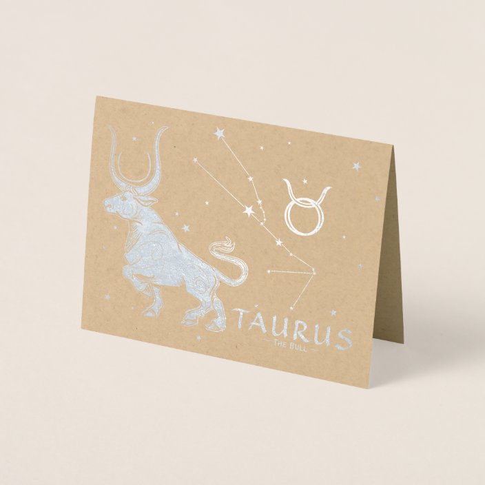 Elegant Zodiac Astrology | Taurus Birthday Silver Foil Card | Zazzle.com