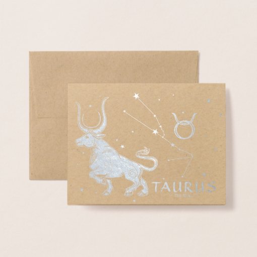 Elegant Zodiac Astrology | Taurus Birthday Silver Foil Card | Zazzle