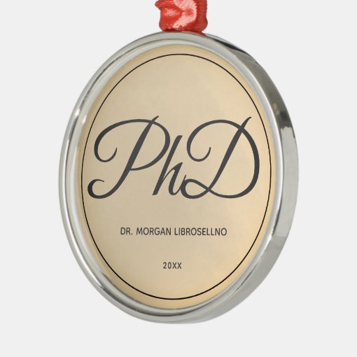Elegantly Gold Name PhD Graduation Metal Ornament | Zazzle