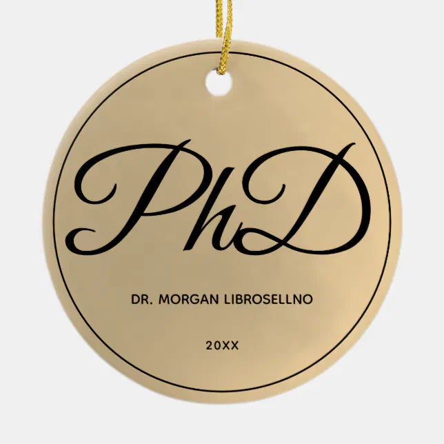 Elegantly Name Photo Gold PhD Graduation Ceramic Ornament | Zazzle