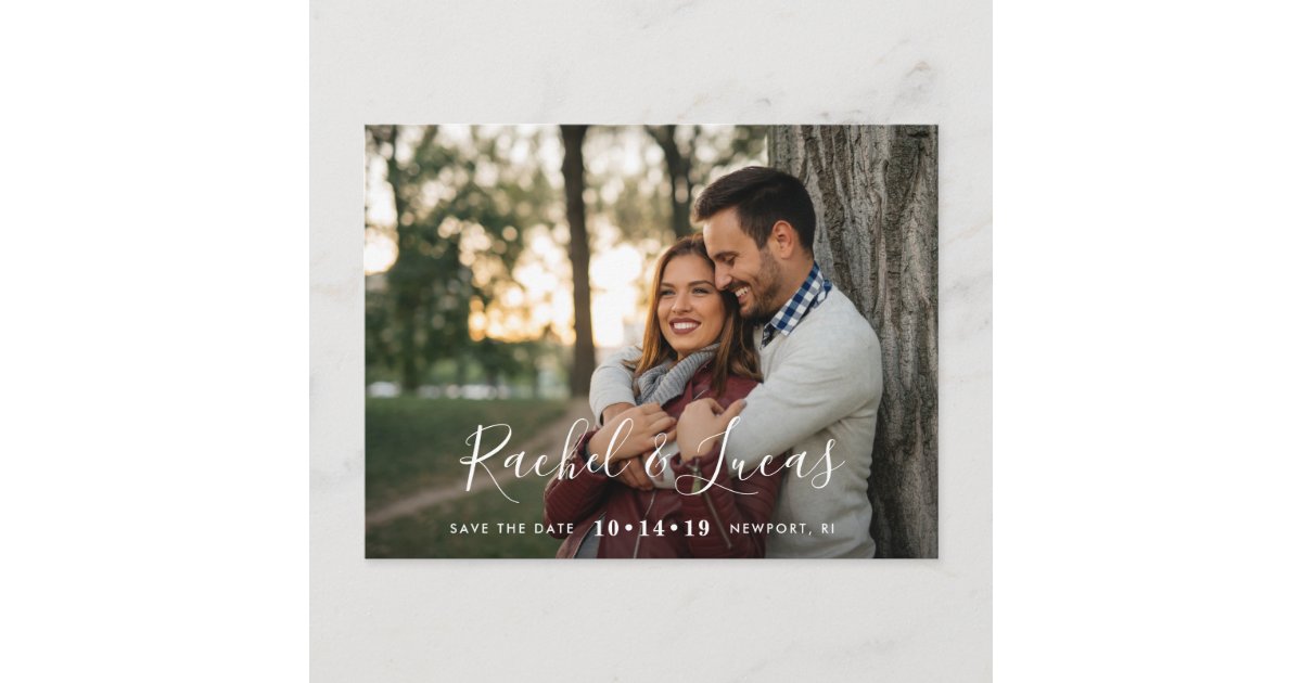Elegantly Penned | Photo Save the Date Announcement Postcard | Zazzle.com