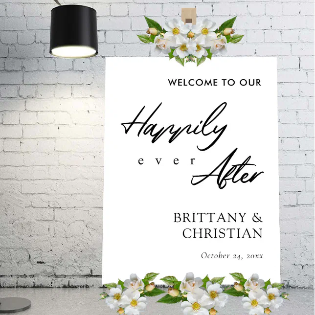Elegantly Scripted Happily Ever After Wedding Sign | Zazzle