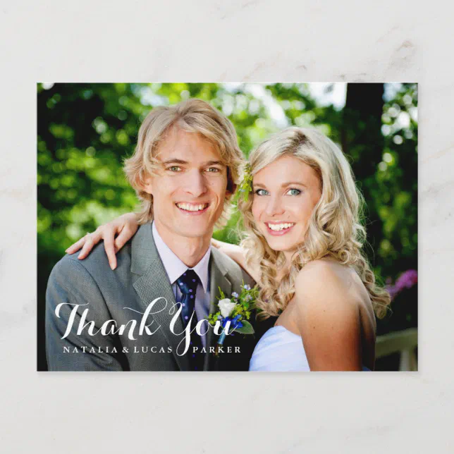 Elegantly Scripted Wedding Thank You Postcard | Zazzle