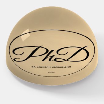 Elegantly Simple Gold Name Year PhD Graduation Paperweight | Zazzle