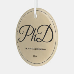 Elegantly Simple Gold PhD Graduation Glass Ornament | Zazzle