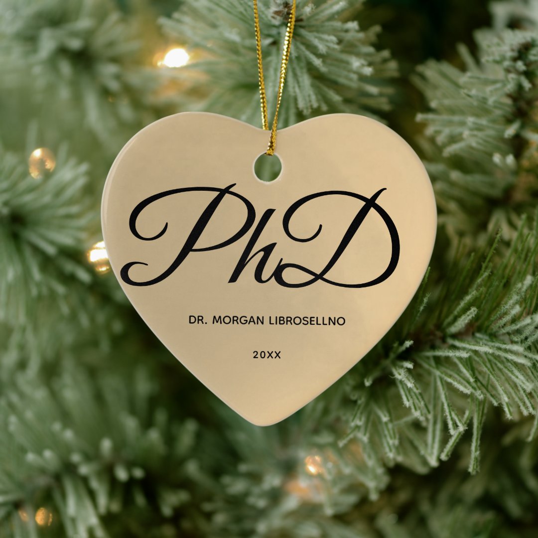 Elegantly Simple Gold PhD Name Graduation Ceramic Ornament | Zazzle