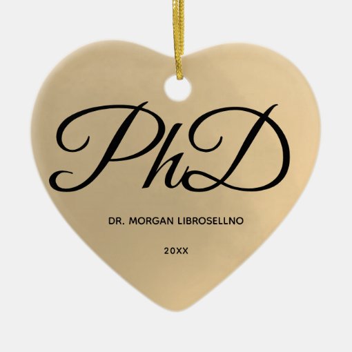 Elegantly Simple Gold PhD Name Graduation Ceramic Ornament | Zazzle