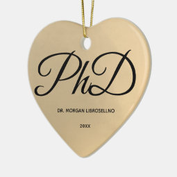 Elegantly Simple Gold PhD Name Graduation Ceramic Ornament | Zazzle