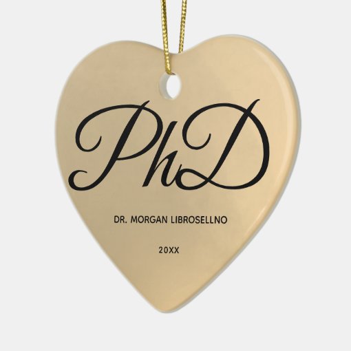 Elegantly Simple Gold PhD Name Graduation Ceramic Ornament | Zazzle