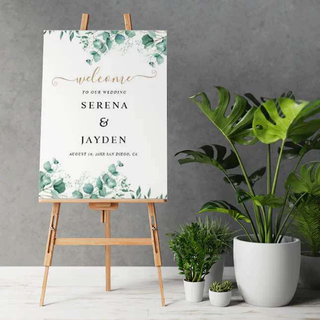 ELegen Eucalyptus Greenery Wedding Welcome Sign | Zazzle