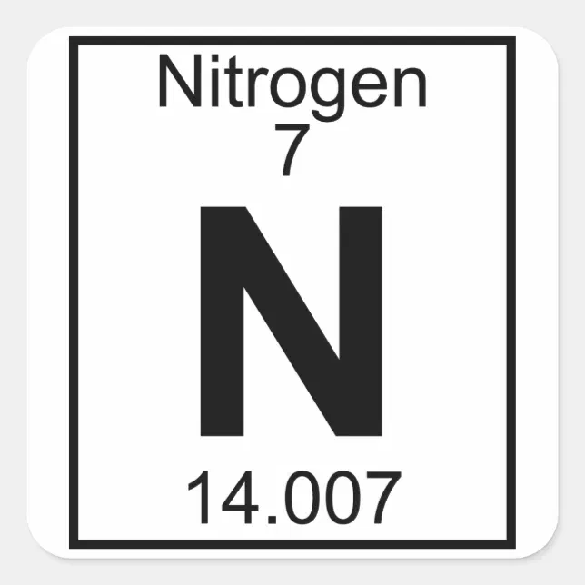 Element 007 - N - Nitrogen (Full) Square Sticker | Zazzle