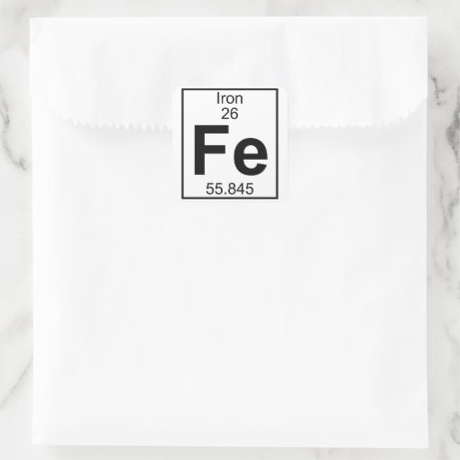 Element 026 - Fe - Iron (Full) Square Sticker | Zazzle