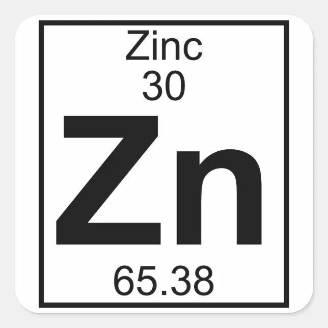 Element 030 - Zn - Zinc (Full) Square Sticker | Zazzle