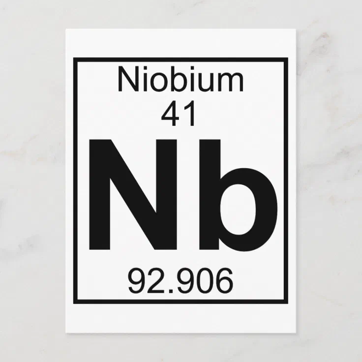 Element 041 - Nb - Niobium (Full) Postcard | Zazzle