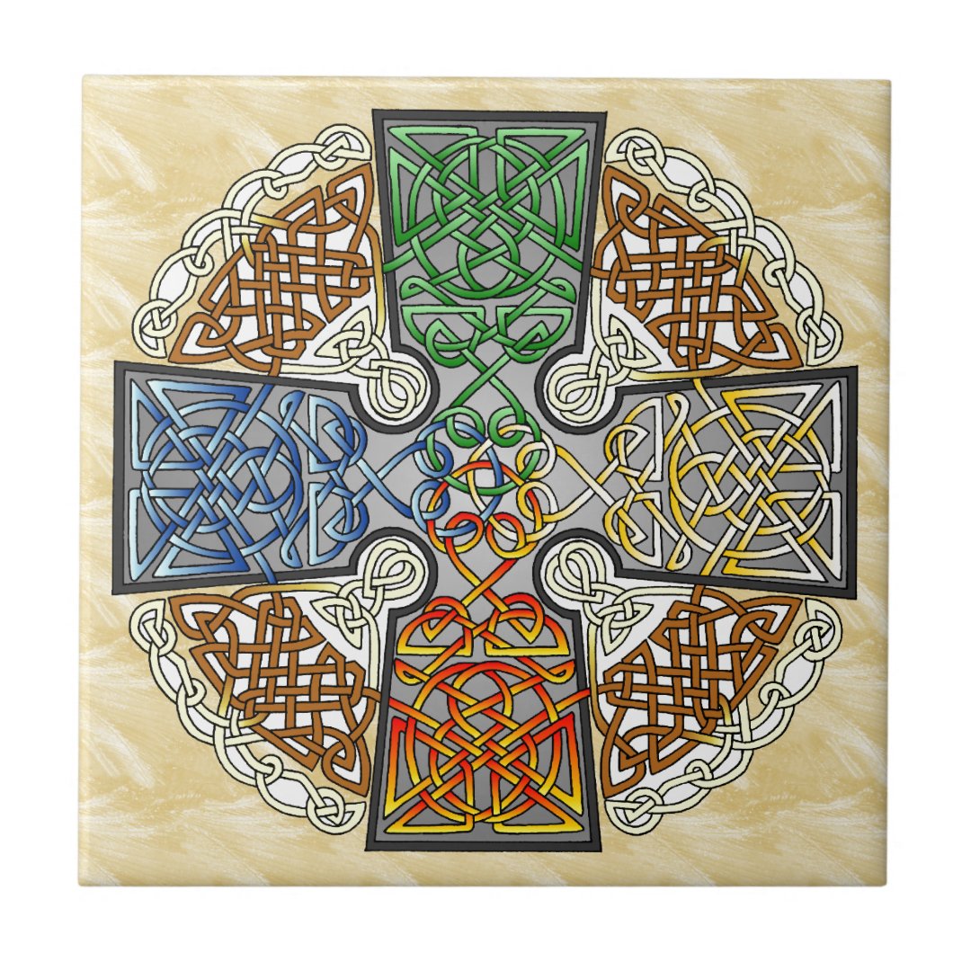 Elemental Celtic Cross Medallion Tile | Zazzle