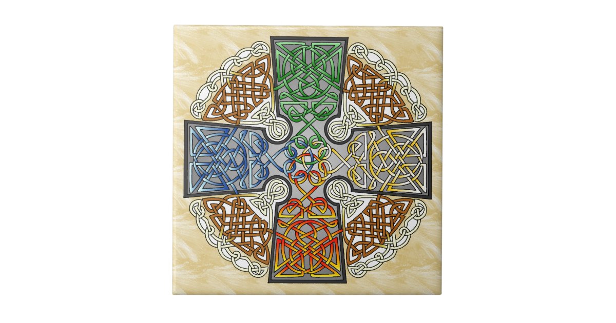 Elemental Celtic Cross Medallion Tile | Zazzle