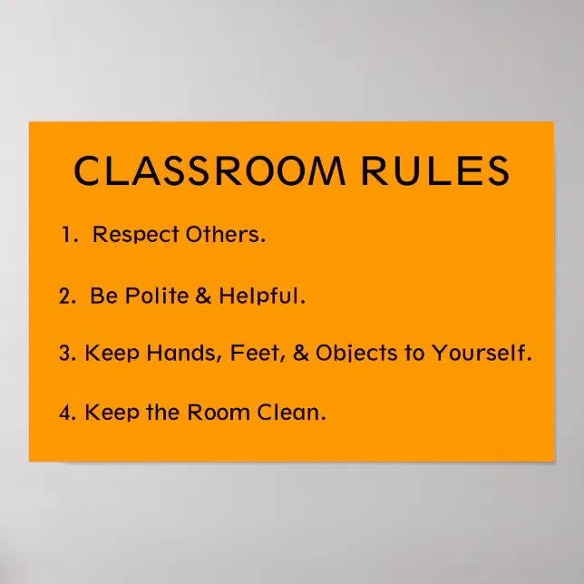 Elementary classroom rules poster | Zazzle