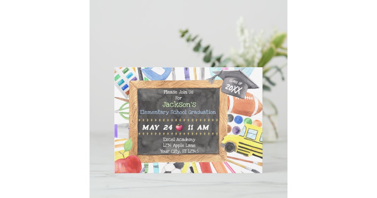 Elementary Graduation Ceremony Announcement Invite | Zazzle