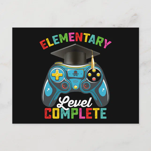 Elementary Level Complete Graduation Gaming Gamer Postcard | Zazzle