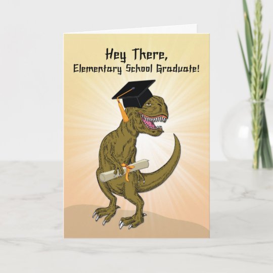 Elementary School Graduation T-Rex Dinosaur Card | Zazzle.com