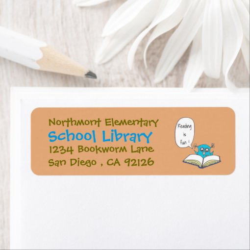 Elementary school library return address labels | Zazzle