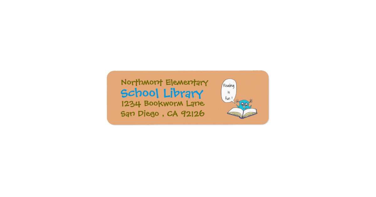 Elementary school library return address labels | Zazzle