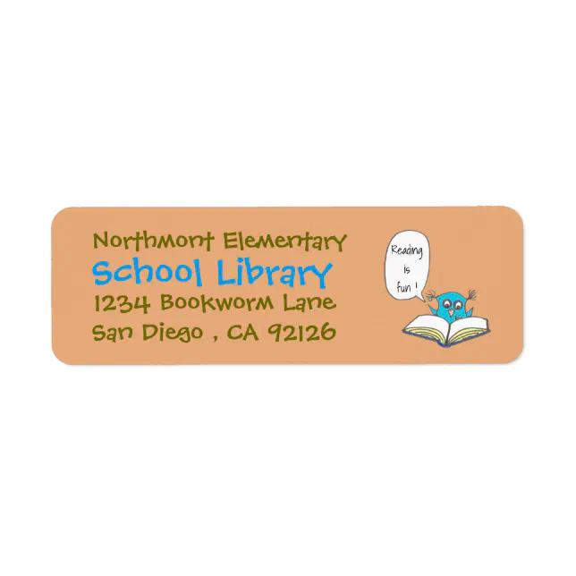 Elementary school library return address labels | Zazzle