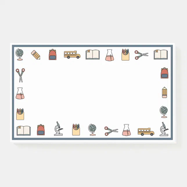 Elementary School Teacher Bus Globe Book Big Notes | Zazzle