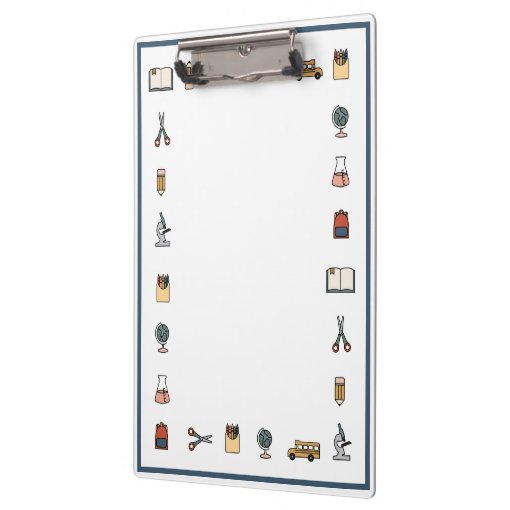 Elementary School Teacher Bus Globe Book Clipboard | Zazzle