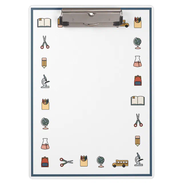 Elementary School Teacher Bus Globe Book Clipboard | Zazzle
