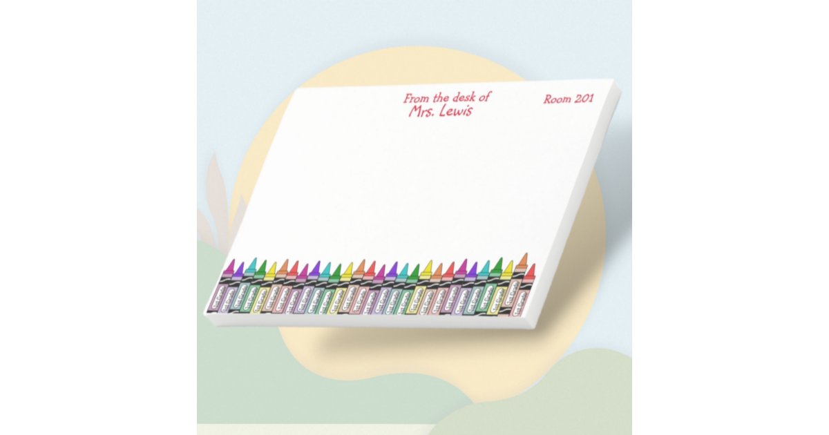Elementary School Teacher Custom Colorful Crayons Post-it Notes | Zazzle