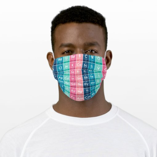 Elements of the Periodic Table Pattern Adult Cloth Face Mask | Zazzle
