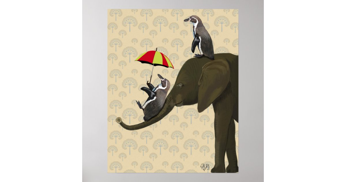 Elephant and Penguins Poster | Zazzle