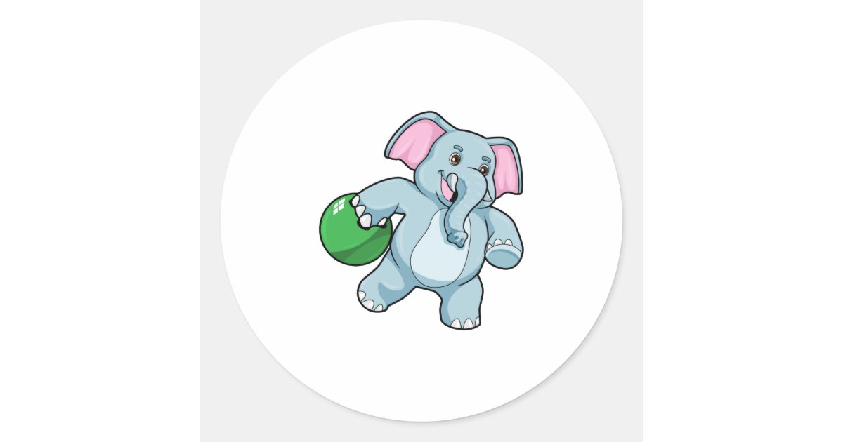 Elephant at Bowling with Bowling ball Classic Round Sticker | Zazzle