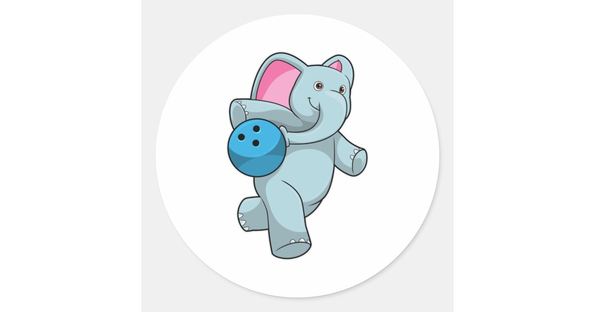 Elephant at Bowling with Bowling ball Classic Round Sticker | Zazzle