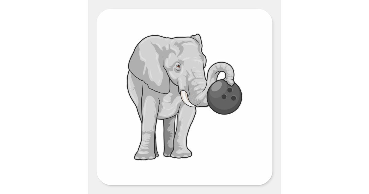 Elephant at Bowling with Bowling ball Square Sticker | Zazzle